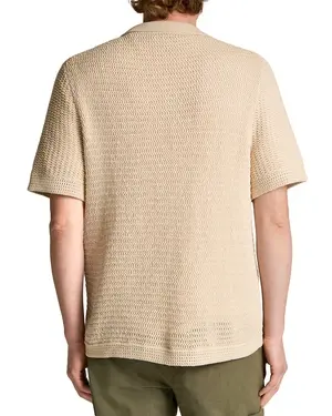 Vince Stripe Crochet Short Sleeve Button Down Shirt