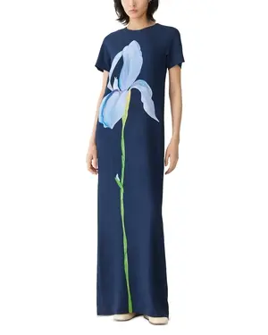 Lafayette 148 New York Floral Maxi Dress - Midnight Blue Multi