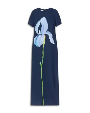 Lafayette 148 New York Floral Maxi Dress - Midnight Blue Multi