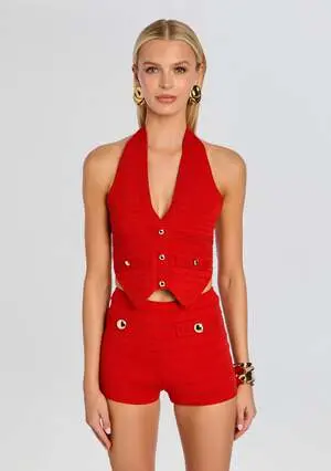Retrofete Tinsley Metallic Knit Vest - Metallic Geranium