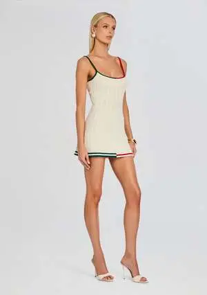 SEROYA Azriel Knit Mini Dress - Eggshell Varsity