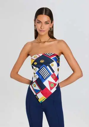 SEROYA Satin Printed Bandeau Top