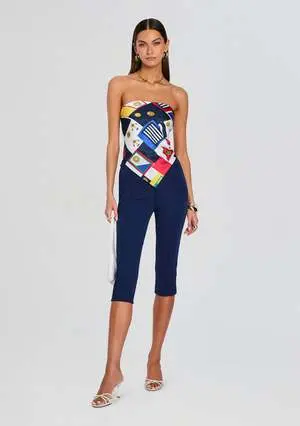 SEROYA Satin Printed Bandeau Top
