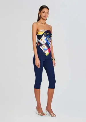 SEROYA Satin Printed Bandeau Top