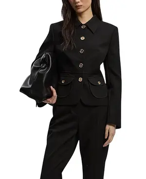 Karen Millen Petite Textured Tailored Jacket - Black