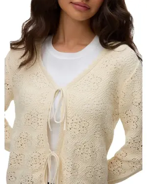 Vero Moda Tie Front Long Sleeve V Neck Cardigan