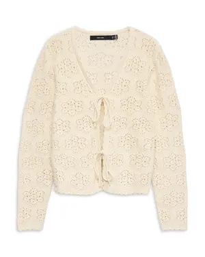 Vero Moda Tie Front Long Sleeve V Neck Cardigan
