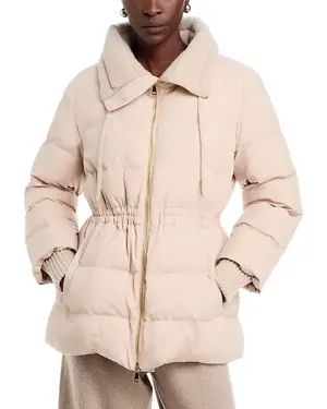 Fabiana Filippi Superlight Padded Parka With Knitted Detail - Mocha