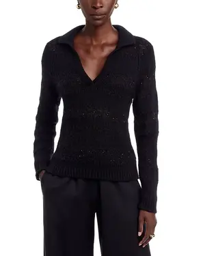 Fabiana Filippi V Neck Polo Top - Black