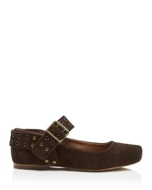Free People Maggie Mary Jane Flats - Chocolate