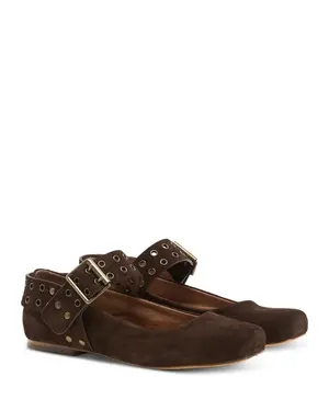 Free People Maggie Mary Jane Flats - Chocolate