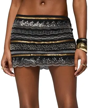 EDIKTED Neah Mixed Sequin Mini Skirt - Black