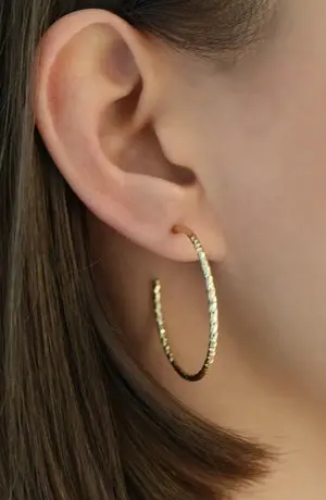 Argento Vivo Diamond Cut Hoop Earrings