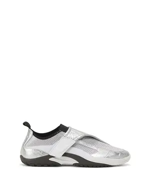 LANVIN Lnv1 Sneakers In Crinkled Metallic Leather - Black/silver