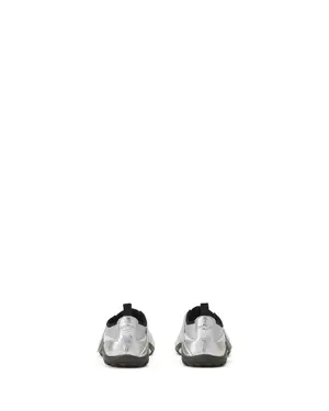 LANVIN Lnv1 Sneakers In Crinkled Metallic Leather - Black/silver