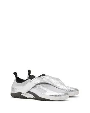 LANVIN Lnv1 Sneakers In Crinkled Metallic Leather - Black/silver