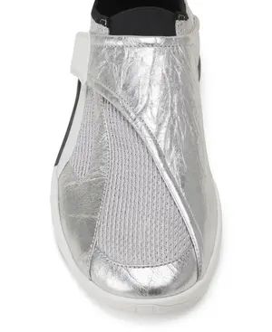 LANVIN Lnv1 Sneakers In Crinkled Metallic Leather - Black/silver