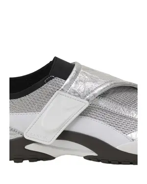 LANVIN Lnv1 Sneakers In Crinkled Metallic Leather - Black/silver