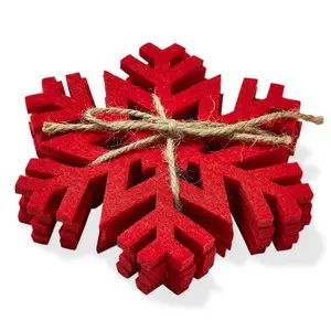 TAG Snowflake Coaster Set Of 4 For Winter Christmas Bar - Red