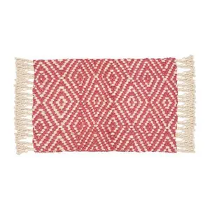 Carol & Frank Fringed Diamond Hibiscus Jute Rug - Red