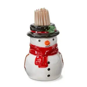 TAG Snowman Toothpick Holder Set Ceramic Kitchen Accessory - Multicolored