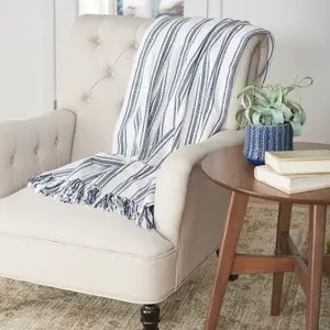 C&F HOME Ticking Stripe Cotton Throw Blanket 50" X 60