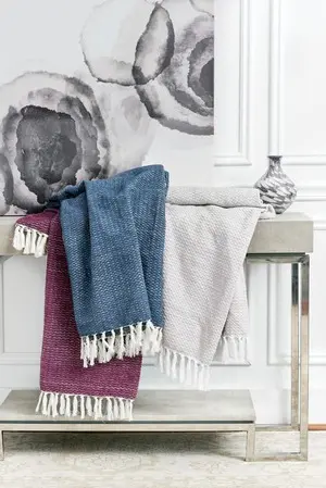 ELISABETH YORK Blythe Natural 50" X 70" Throw Blanket