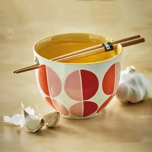 TAG Geo Circles Noodle Bowl S/2 Multi Stoneware Everyday
