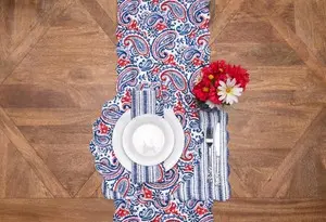 C&F HOME Americana Paisley Table Runner 14" X 51