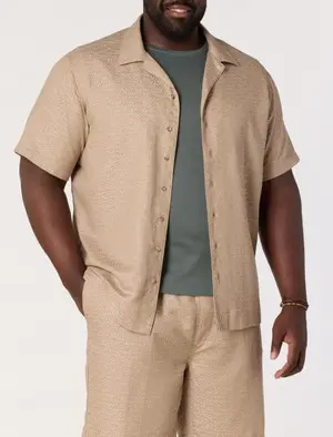 SOCIETY OF ONE BY DXL Big & Tall Resort Textured Sport Shirt - Dune