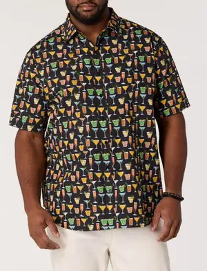SYNRGY BY DXL Big & Tall Multi Drink Patterned Sport Shirt