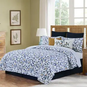 C&F HOME Laurelwood Flowers Cotton Blend Quilt Set - Blue