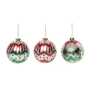 TRANSPAC Christmas Merry Round Ornament Set Of 3 - Multicolored