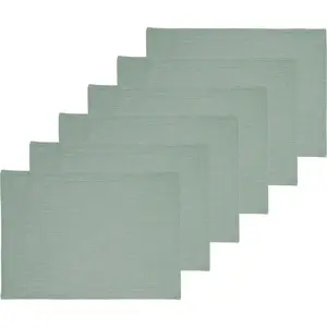 C&F HOME Sea Glass Hemstitch Set Of 6 Placemats 14" X 20 - Blue