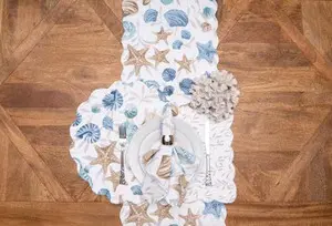 C&F HOME Coastal Shells Set Of 6 Cloth Napkins