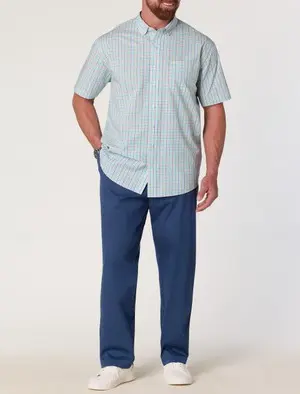 OAK HILL BY DXL Big & Tall Tech Small Plaid Sport Shirt