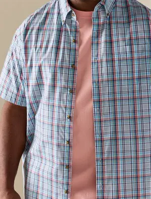 HARBOR BAY BY DXL Big & Tall Easy-care Medium Plaid Sport Shirt V8