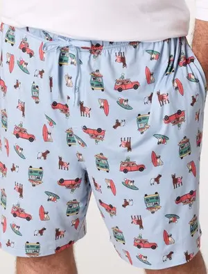 HARBOR BAY BY DXL Big & Tall Dog Print Lounge Shorts
