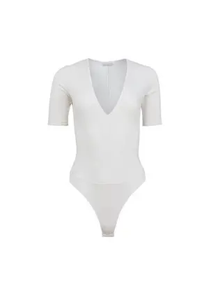 FLEUR DU MAL Organic Cotton Deep V Bodysuit