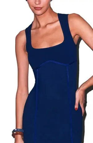 FLEUR DU MAL Organic Cotton Scoop Neck Midi Dress