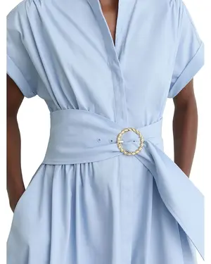 REISS Petite Cotton Belted Midi Dress