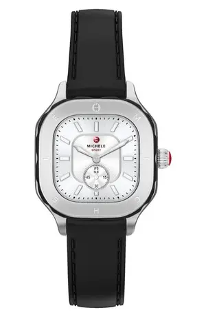 Michele Meggie Sport Watch With Silicone Strap - Black/silver