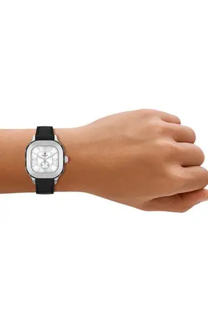 Michele Meggie Sport Watch With Silicone Strap - Black/silver