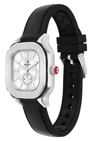 Michele Meggie Sport Watch With Silicone Strap - Black/silver