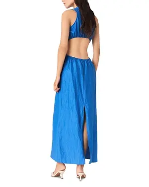 Maje Backless Linen Blend Midi Dress