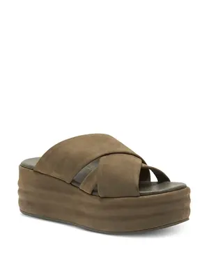 Free People Wanderbay Flatform Sandals - Olive