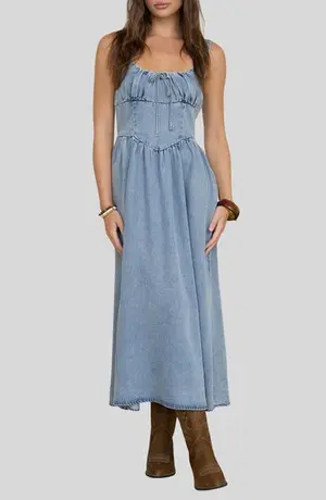 BLU PEPPER Corset Midi Dress - Chambray