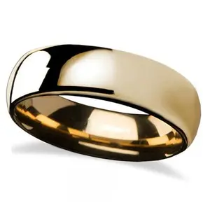 ALLUREZ Domed Gold Wedding Band - Tungsten