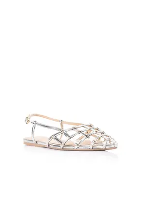 LANA WILKINSON Mary Flat Sandals In Metallic Leather