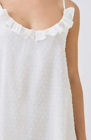 PAPINELLE Swiss Dot Frill Cotton Maxi Nightgown